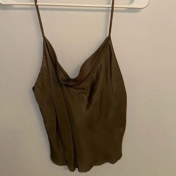Zara | Tops | Zara Green Cowl Neck Tank With Buttons On The Back | Poshmark